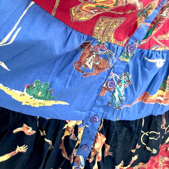 Vintage | Skirts | Vintage 8s Phool Western Cowboy Button Down Ruffle ...